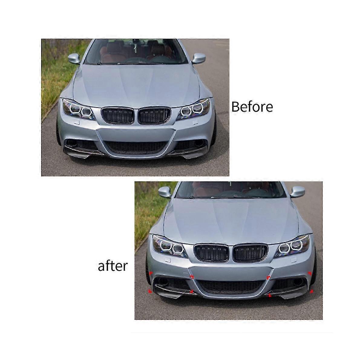 Car Bright Black Front Bumper Splitter Spoiler Trim Fog Light Canard ...