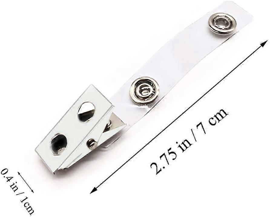 100Pcs Premium Metal Badge Clips with Clear PVC Straps for ID Cards ...
