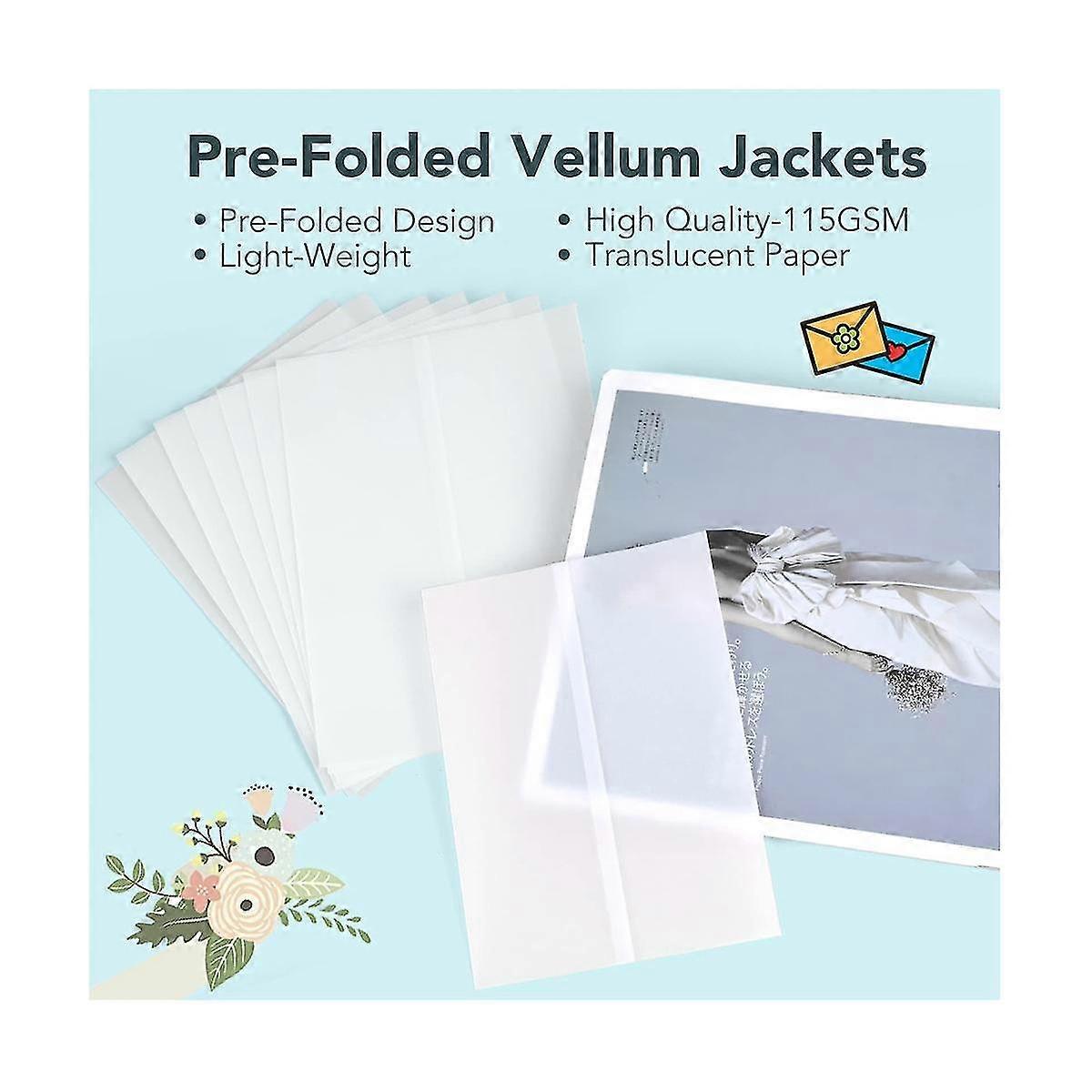 120pcs Pre-folded Vellum Paper, Printable Vellum Jackets Translucent ...