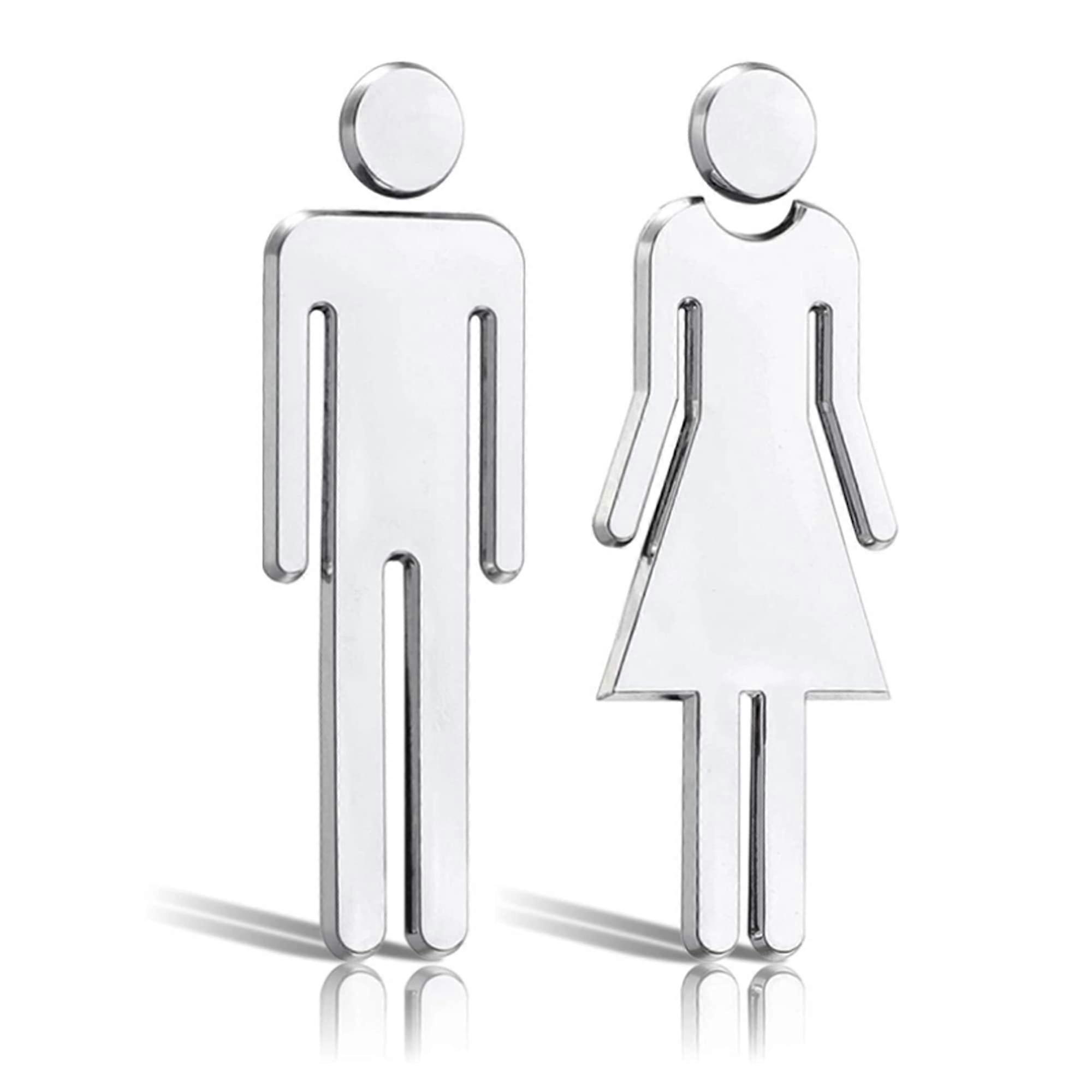 WC Signs of Male and Female Symbols, Toilet Stickers, 12cm Toilet Signs ...