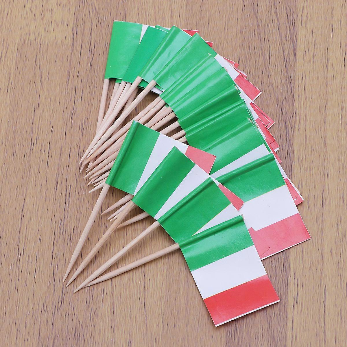 100 Pcs Italian Decor Cartoon Cupcake Toppers Flag Food Picks Party ...