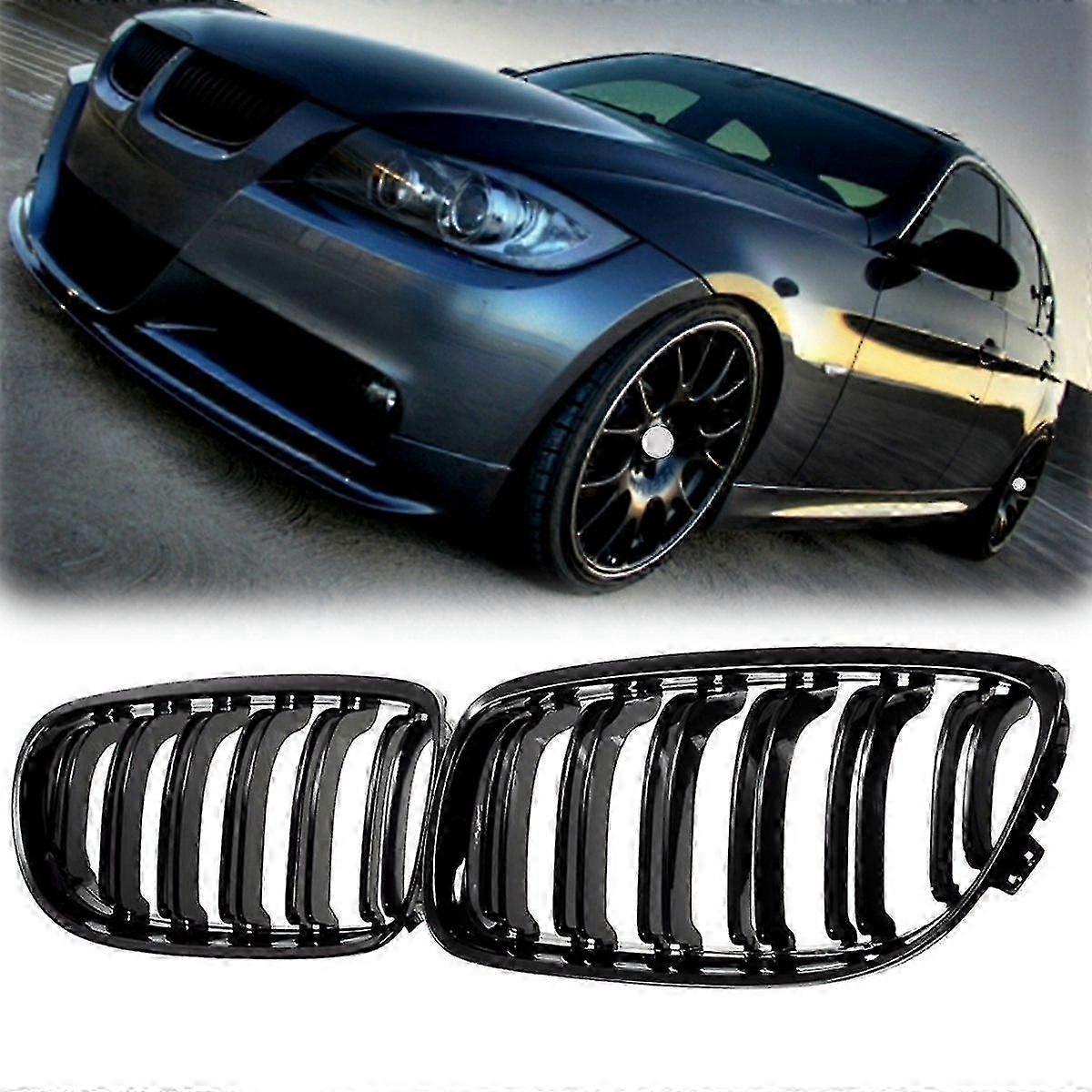 Pair Gloss Black Front Grille for BMW E90 3-Series Sedan/Wagon 2009 ...