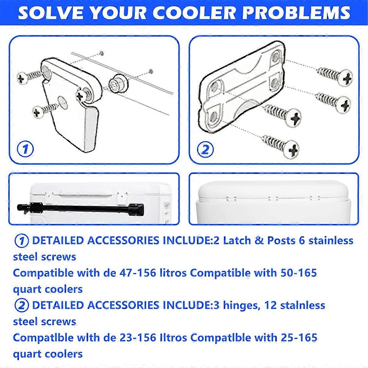Cooler Hinge and Latch and Screws Kit, Cooler Latch Replacement Parts ...