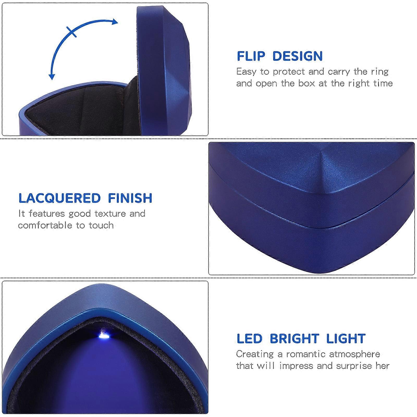 Ring Box with LED Light Heart Engagement Ring Box Wedding Ring Case ...