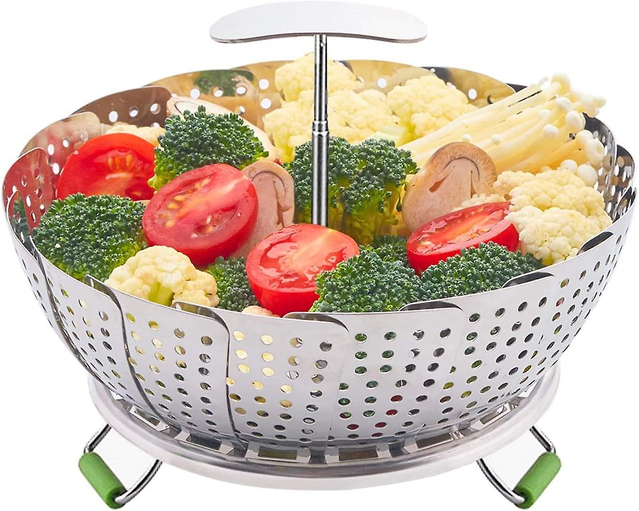 Food Steamer Basket, Stainless Steel Kitchen Steamer Collapsible ...