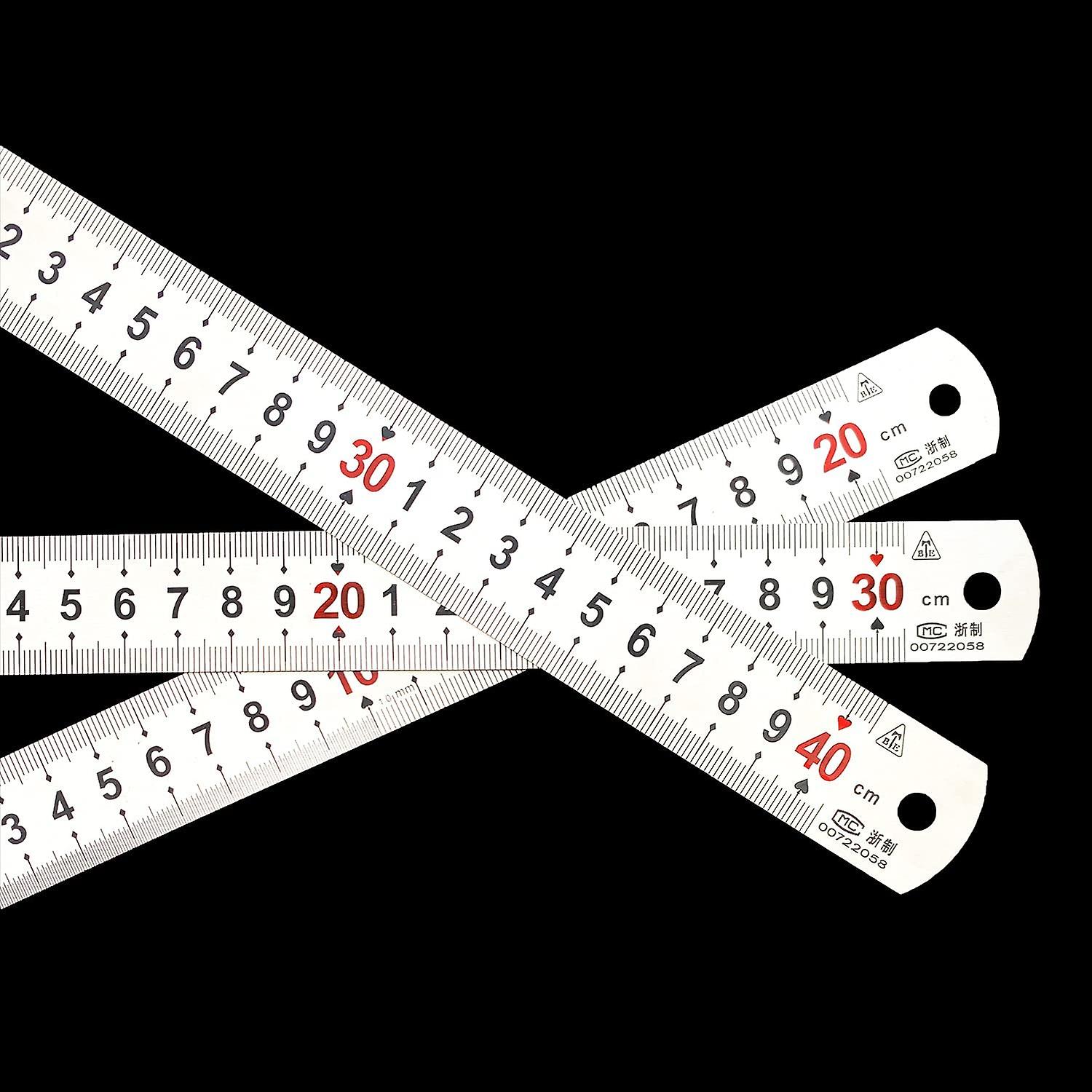 Set of 3 Stainless Steel Ruler 40cm, 30cm, 20cm, Inox Ruler with Metric ...