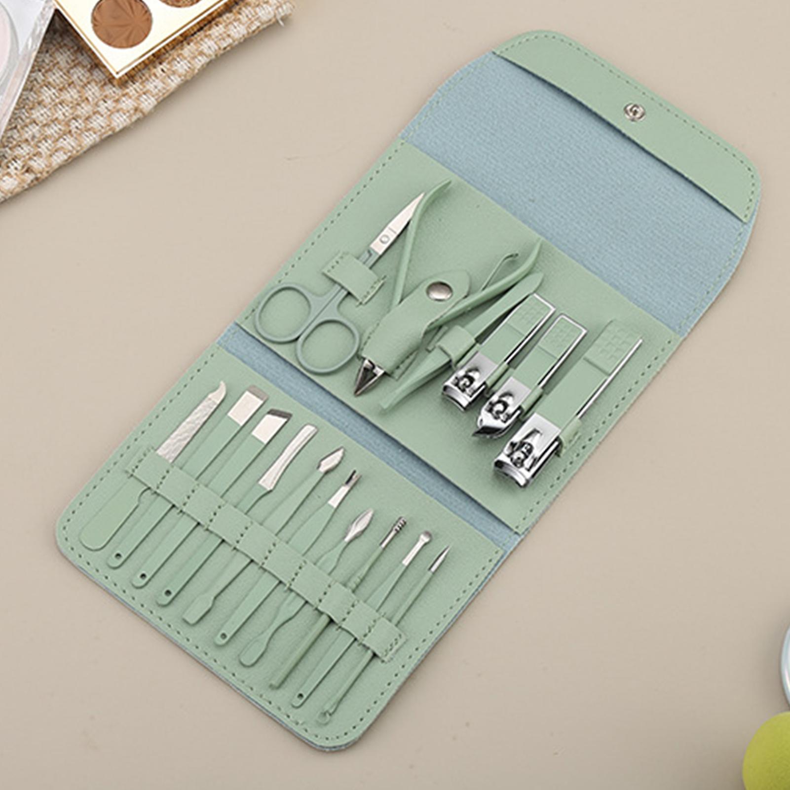 16pcs Mini Pedicure Kit Professional Grooming Kit With Leather Case For ...