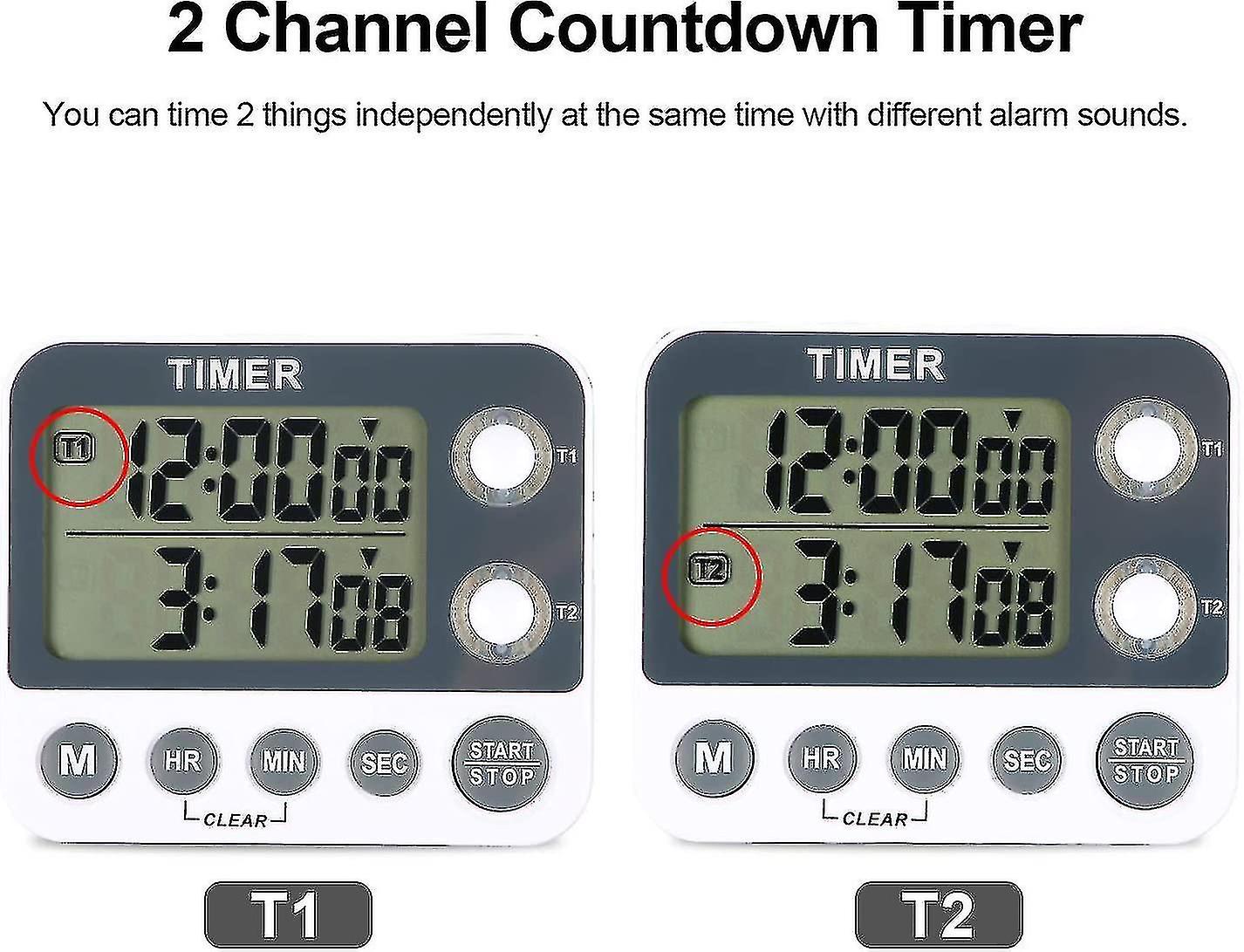 Digital Kitchen Timer Magnetic Large Screen Countdown Timer Clock 2 ...