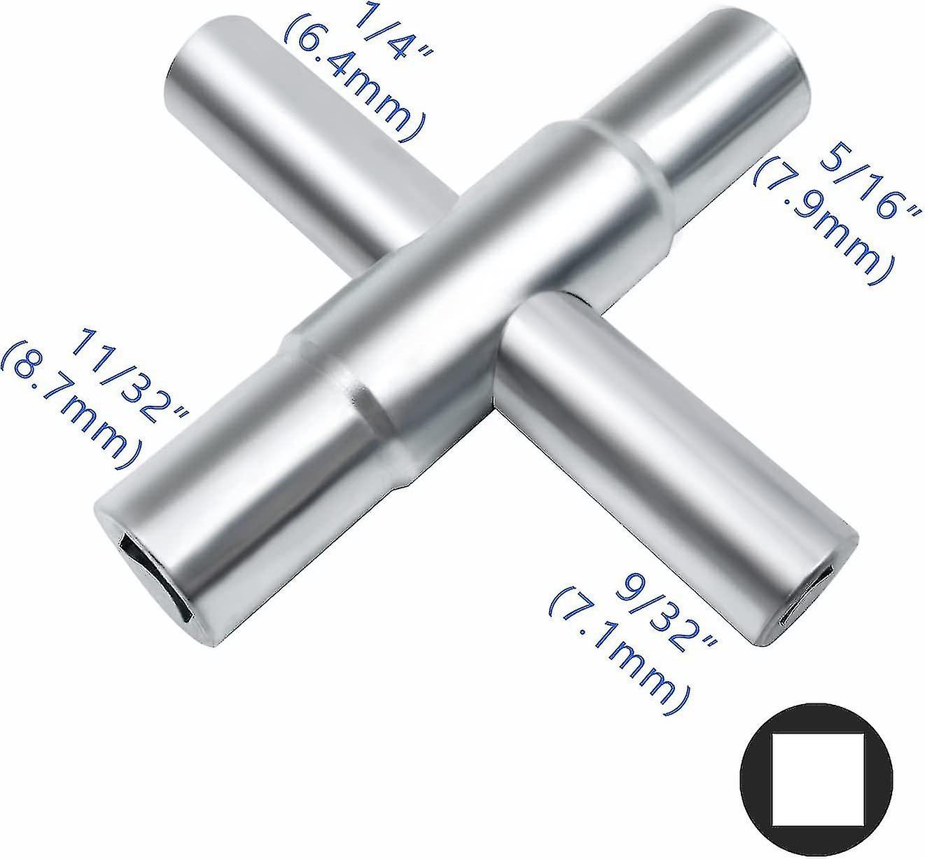 4-way Key Steel Wrench Silver Water Utility Key For Hose Bib Spigot ...