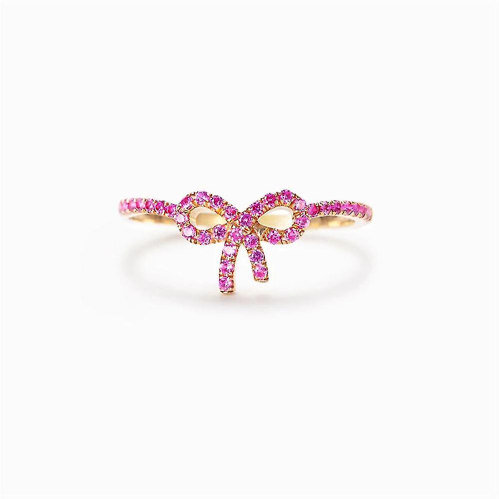 Pink Pav Bow Ring-gifts For Women 925 Silver Rings Pink Bow Ring - For Women | Fruugo UK