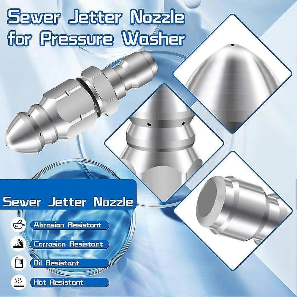 6Piece Sewer Jet Nozzle Kit Stainless Steel Sewer Jetter for Pressure ...