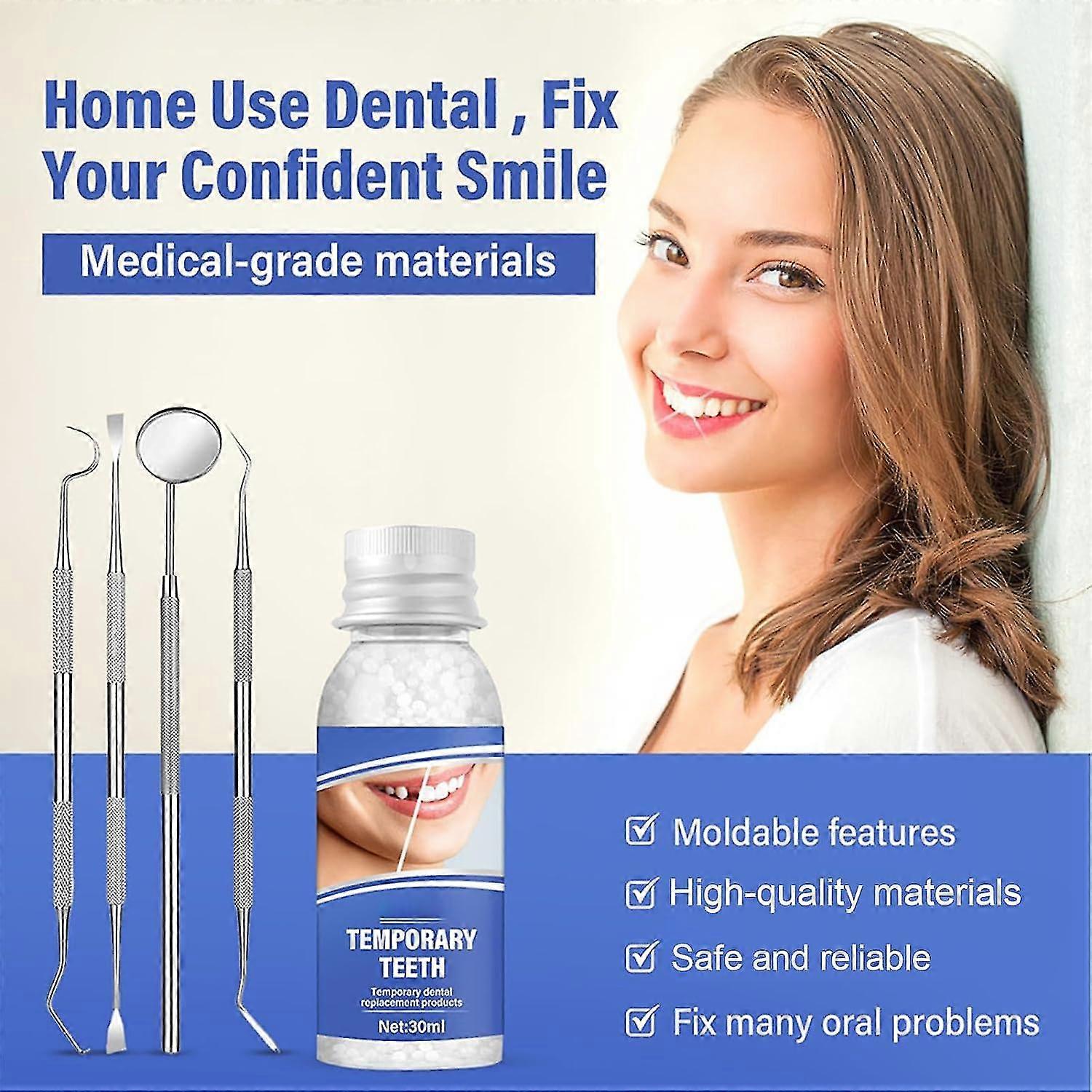 Tooth Repair Kit, Temporary Tooth Filling Repair Kit with 4 Tools ...