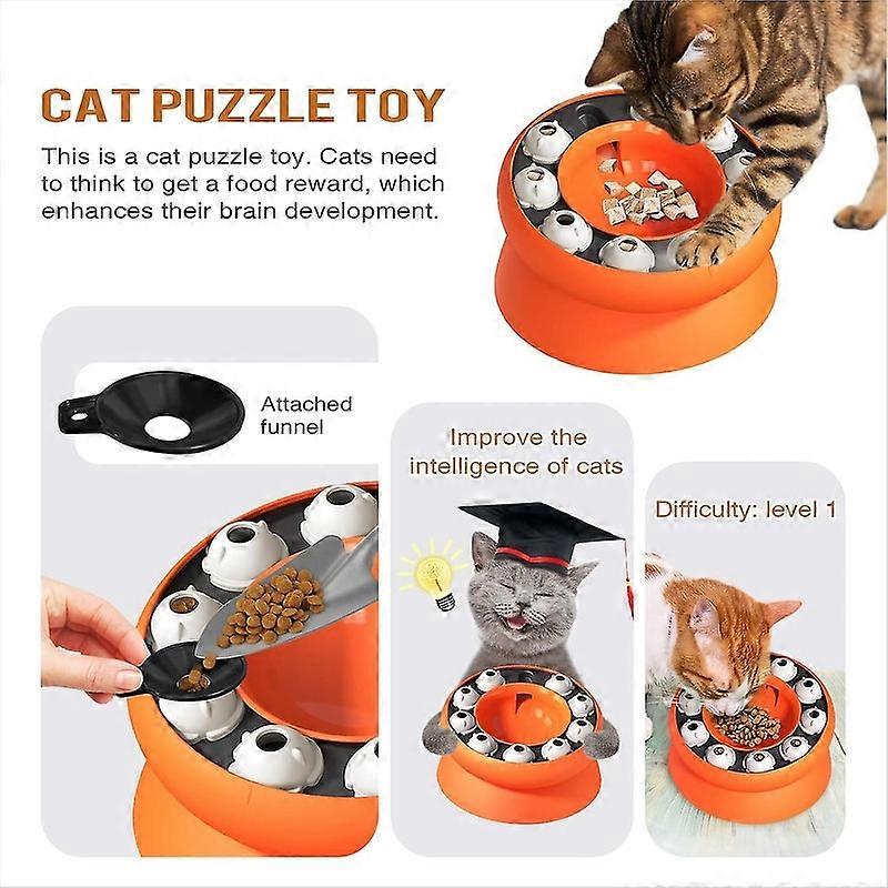 Cat Slow Feeder, Rotating Puppy Food Dispenser with Funnel, Interactive ...