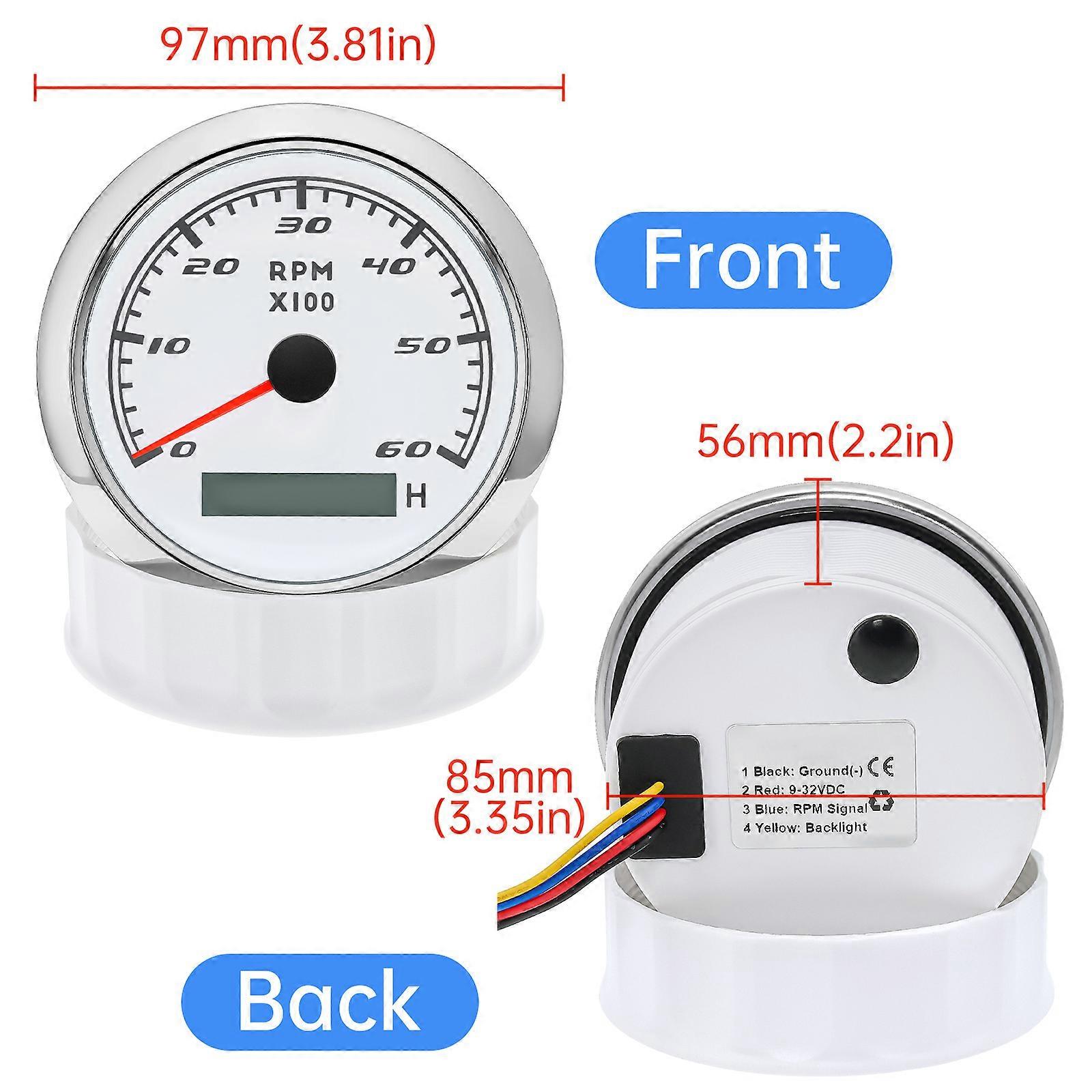 Waterproof Car Boat Tachometer Gauge 3000,4000,6000,7000,8000RPM Marine Tacho Meter with ...