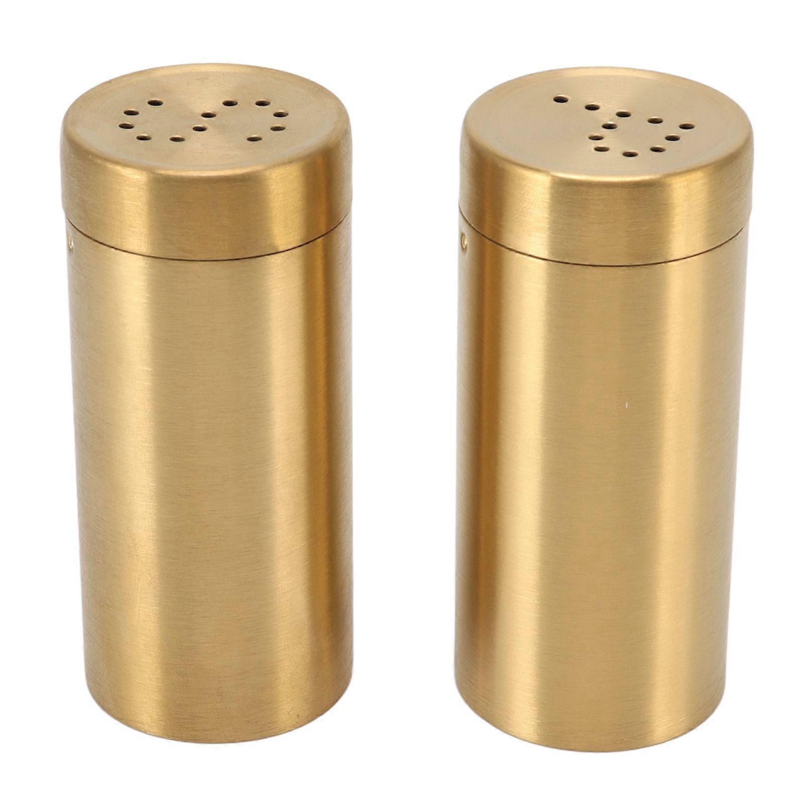 2Pcs Gold Spice Jar Stainless Steel Rustproof Screw Open Top Seasoning ...