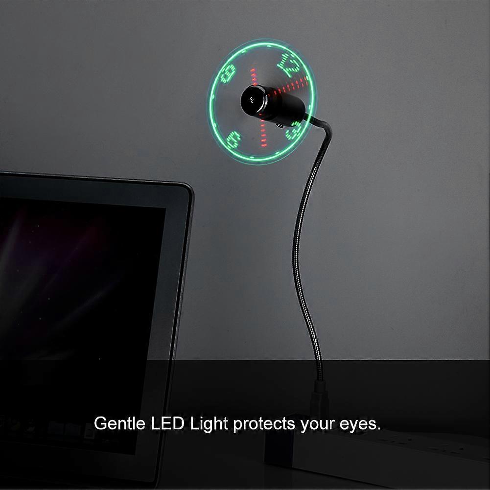 Real Time Display Clock USB Fan Flexible Gooseneck Plug & Play Power ...