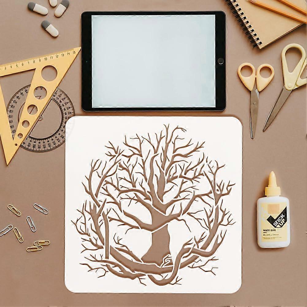 Twisted Tree Painting Big Stencil 11.8x11.8inch PET Plants Themes ...