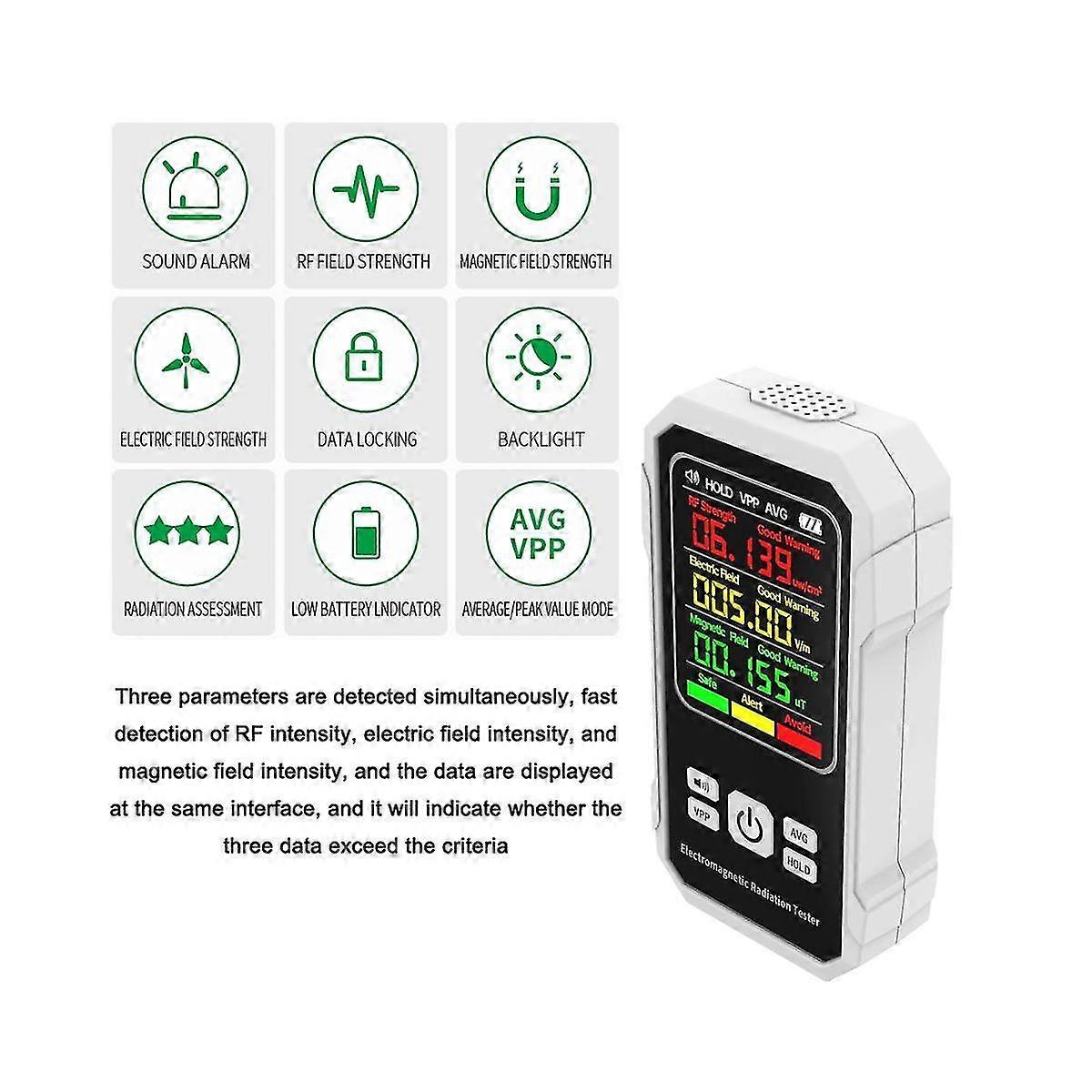 Electromagnetic Radiation Detector Electric Magnetic Field Tester Meter ...
