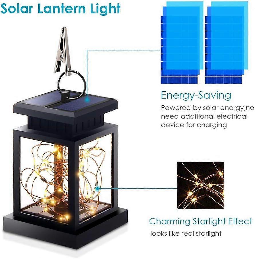 2 Pack Outdoor Solar Lantern, Led Solar Lantern, Ip44 Waterproof Solar ...