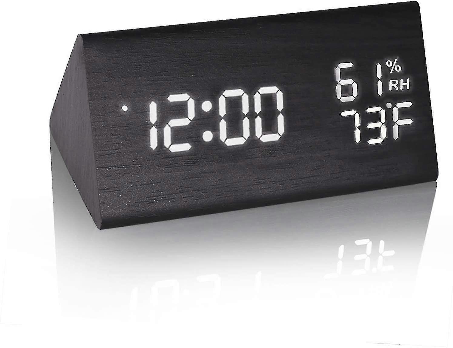 Triangular Wooden Digital Clock With Adjustable Brightness (black ...