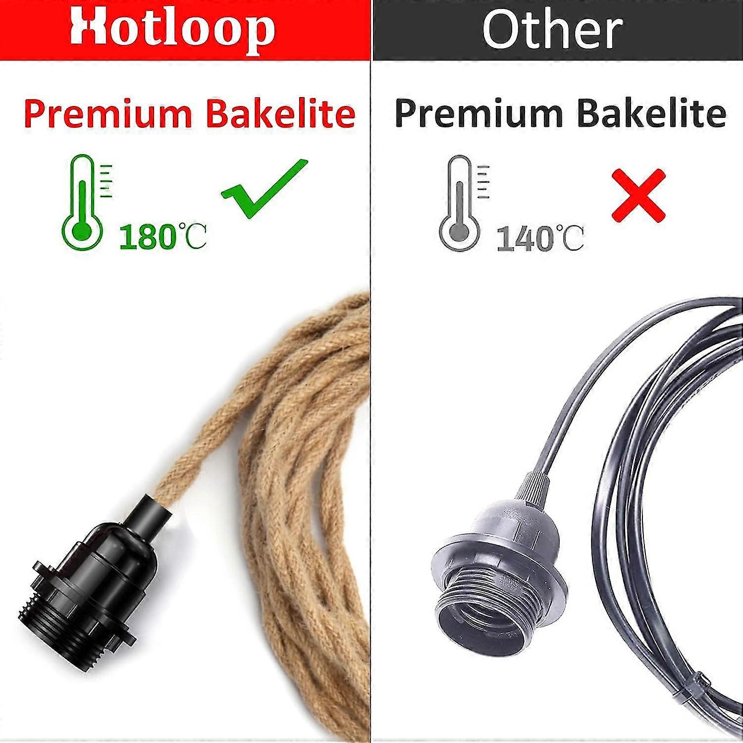 Hemp Rope Chandelier 4.5m Cable, E27 Socket Switch with Bulb Cable Wire ...