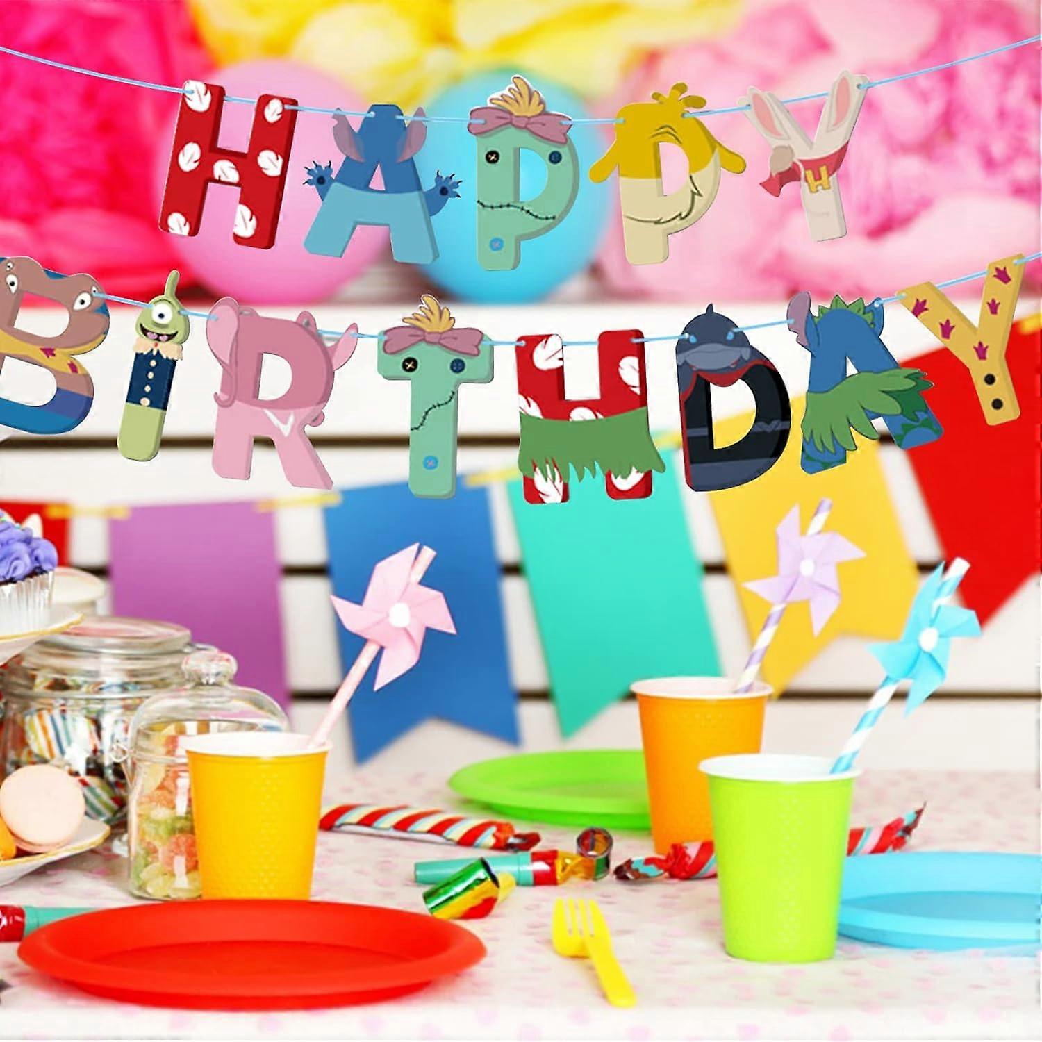 Love Blue Alien Birthday Banner Happy Birthday Banner Kawaii Cartoon ...