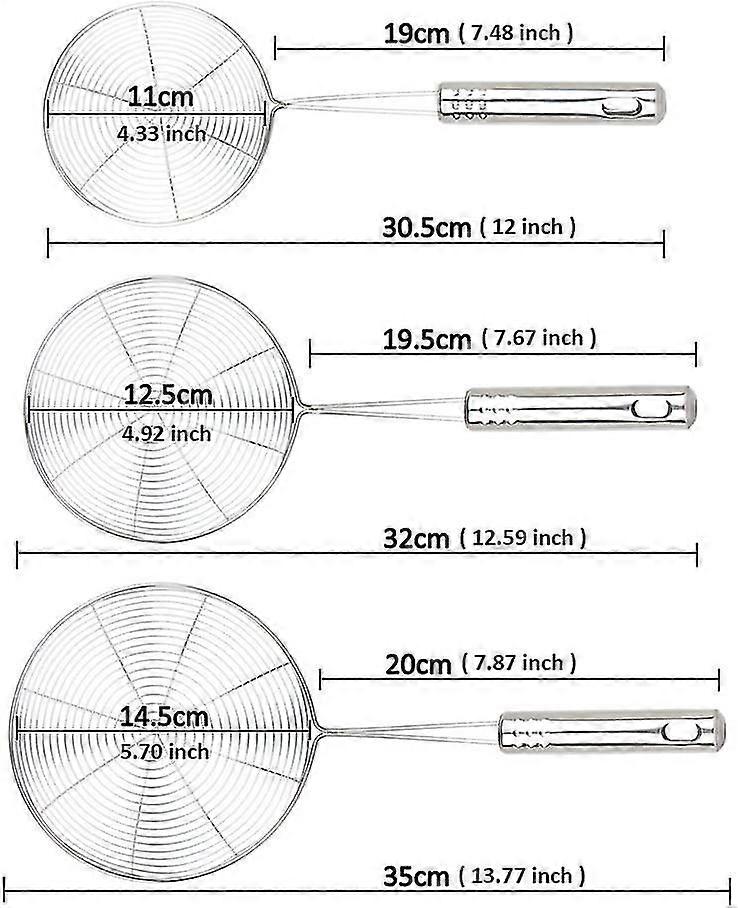 Set Of 3 Sizes Spider Strainer Skimmer, Stainless Steel Wire Skimmer ...