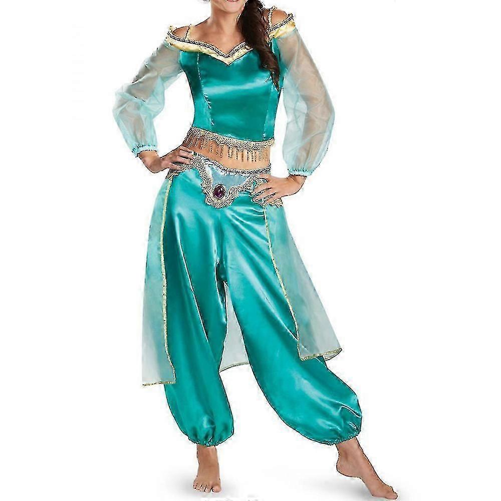 Aladdin Alibaba Jasmine Princess Cosplay Costume Fancy Dress Outfit Set ...