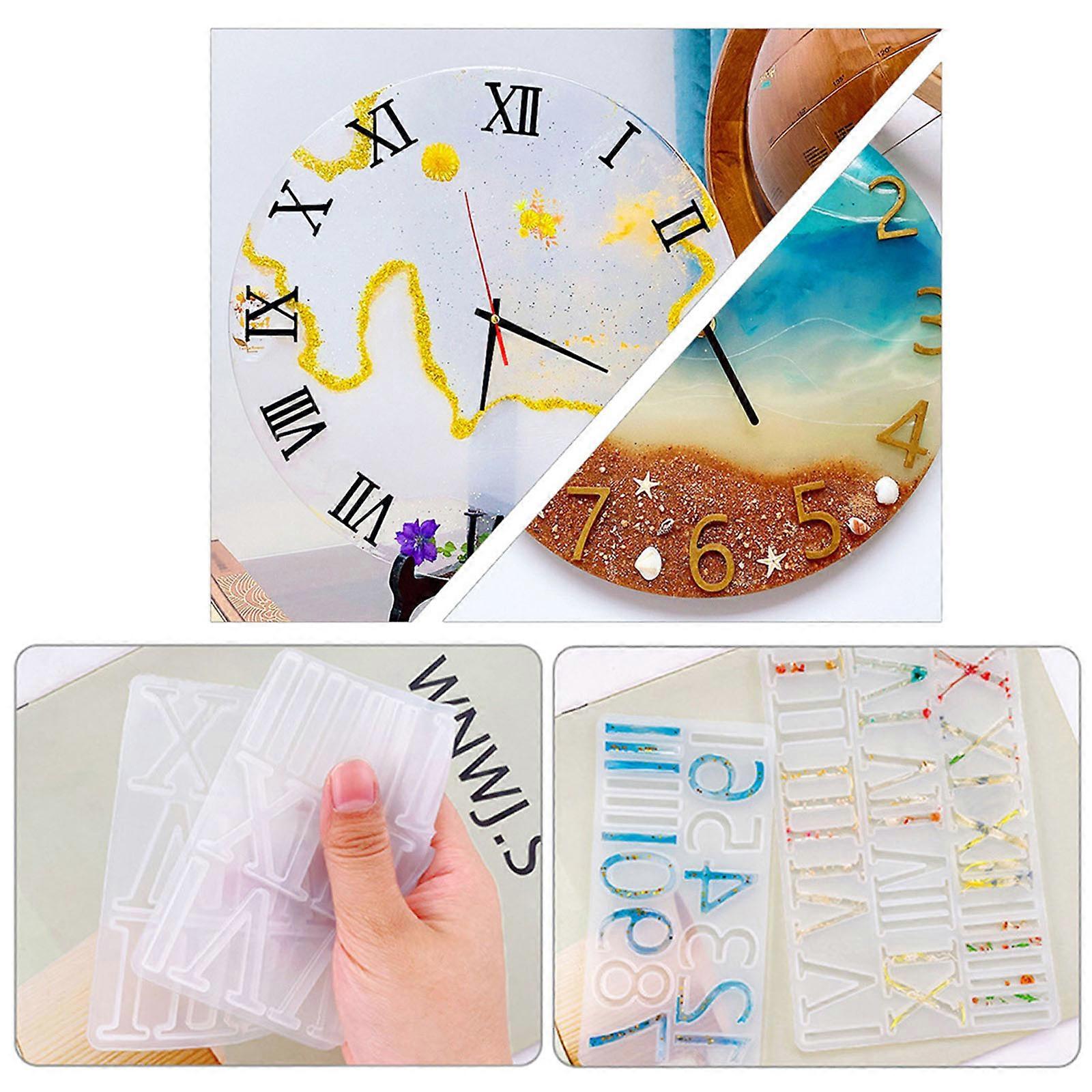 DIY Clock Digital Resin Molds Roman Arabic Numeral Silicone Mold ...