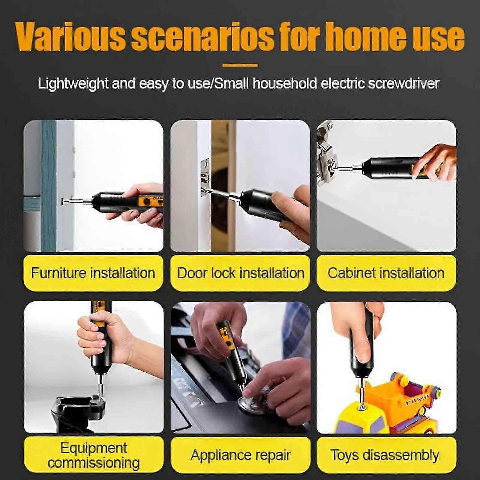Mini Rechargeable Cordless Electric Screwdriver Drill USB charging ...