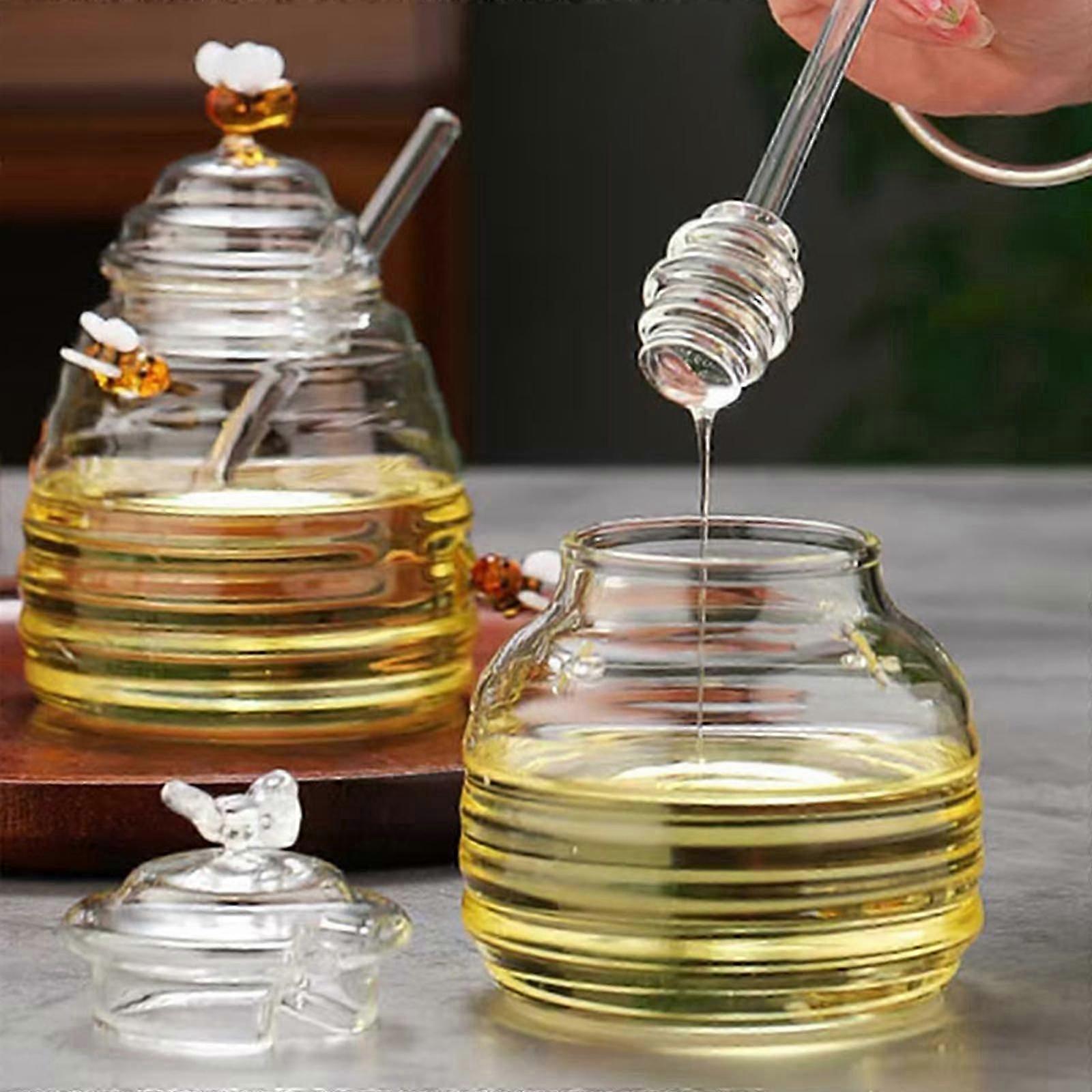 Glass Honey Dispenser Clear Honey Container for Wedding Kitchen Dining ...