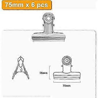 6 Pack Bulldog Metal Clips, 75mm Bulldog Clip, Large Metal Hinge Clips ...