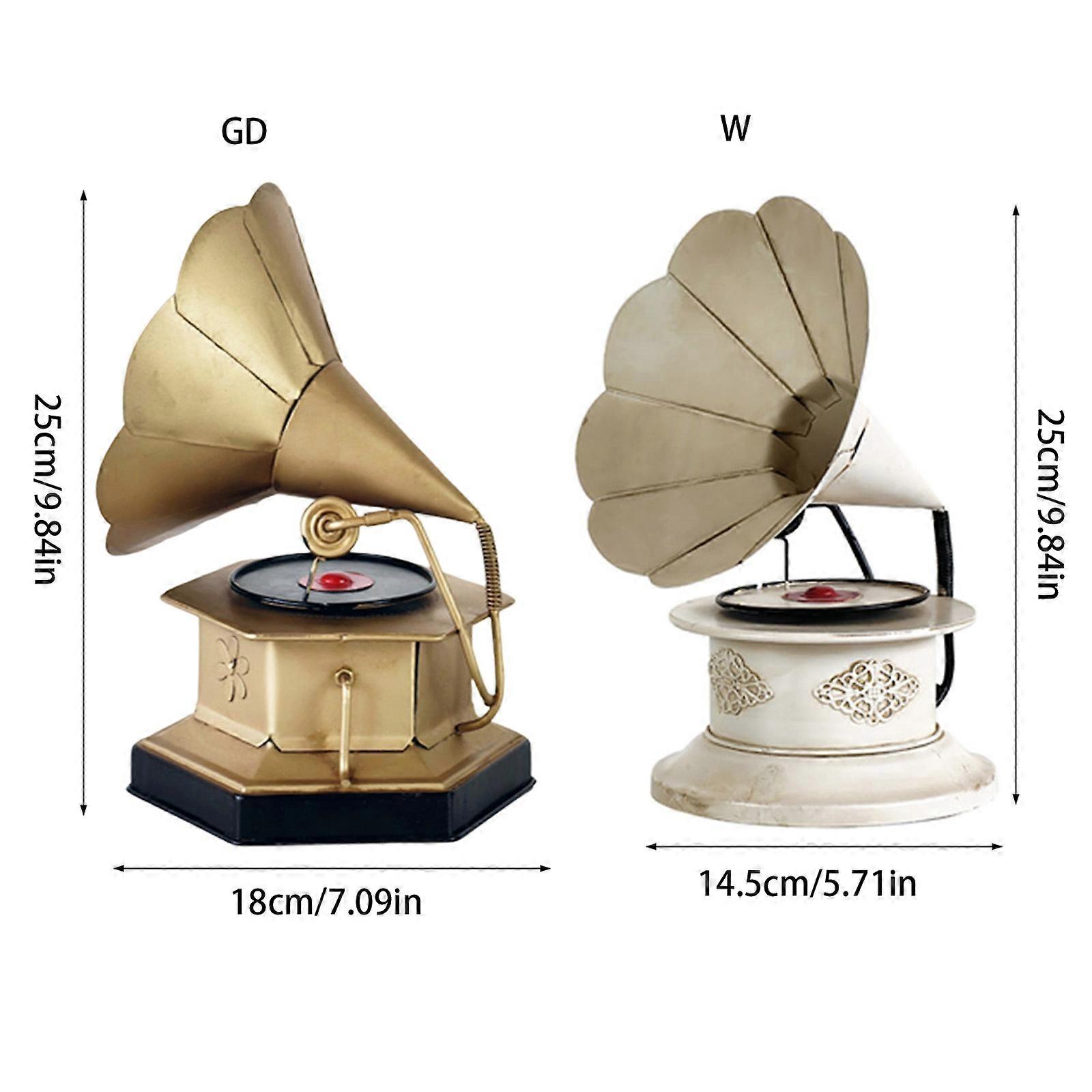 Antique Metal Gramophone Replicas Vintage Phonograph Sculpture Ornament ...
