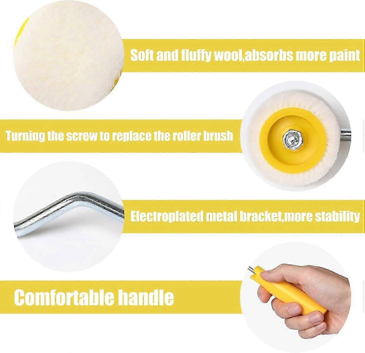 Pieces Small Paint Roller 2cm, Wool Mini Paint Roller, Mini Paint ...