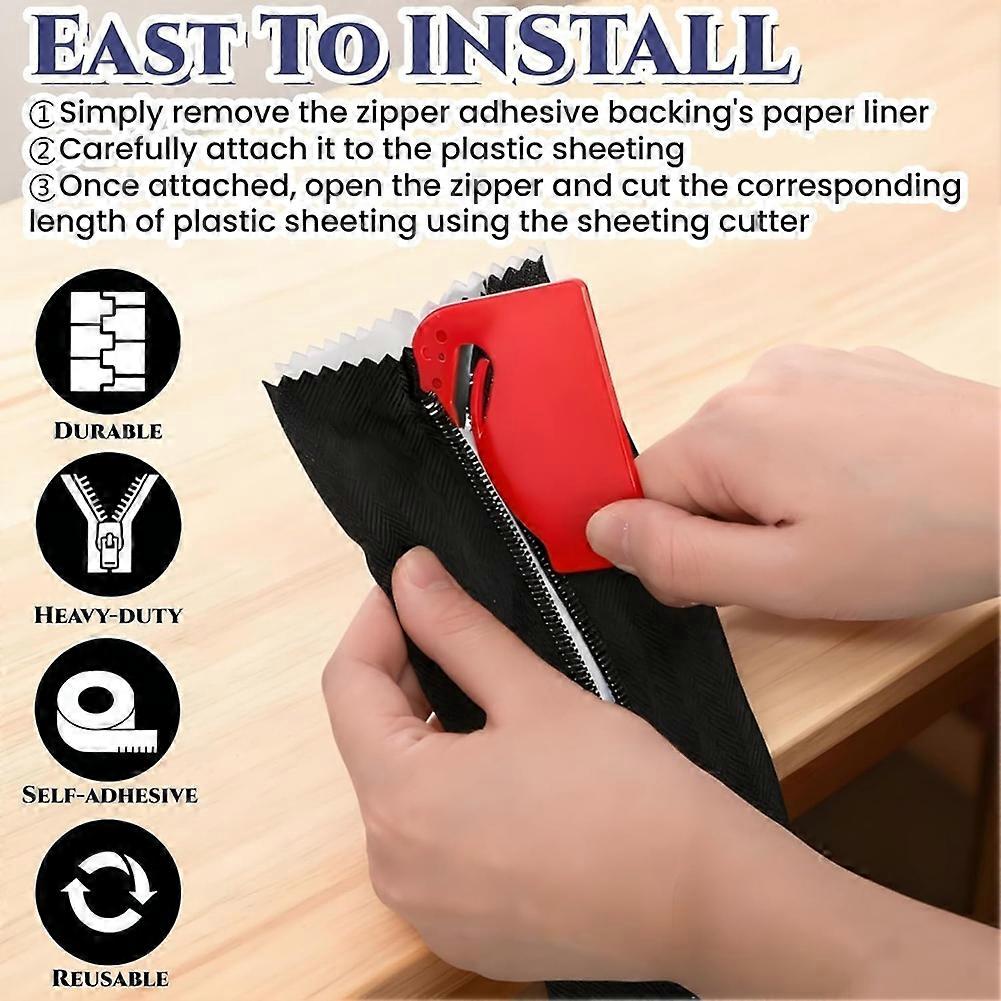 4 Pack Dust Protector Zipper,with Plastic Sheeting Cutter, Double Sided ...