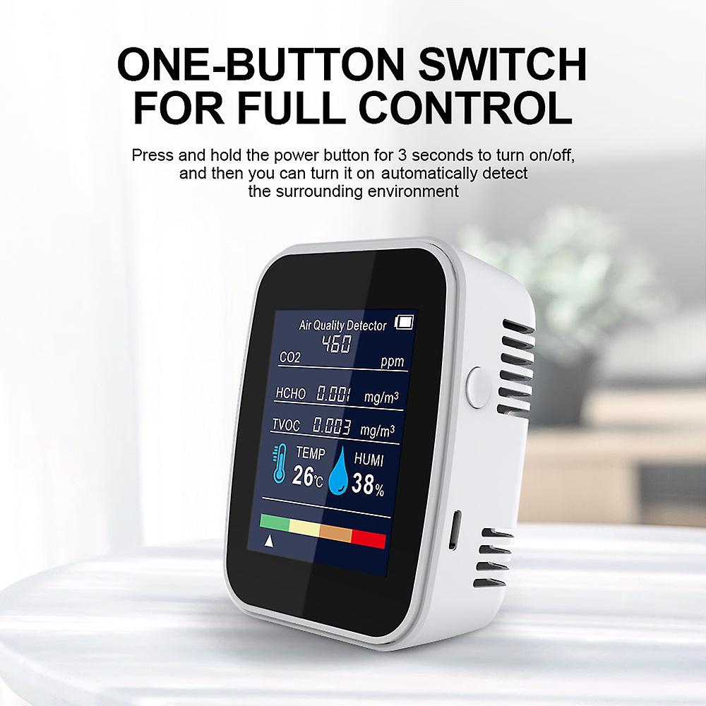 5 In 1 air quality monitor usb rechargeable digital co2 hcho tvoc ...