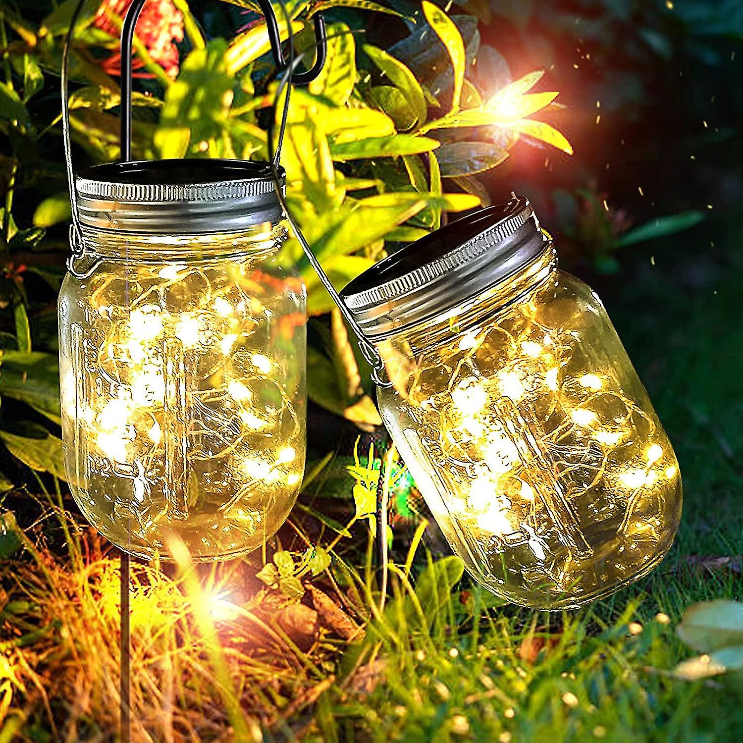 Hanging Solar Mason Jar Lid Lights,1 Pack 20 Led String Fairy Starry ...