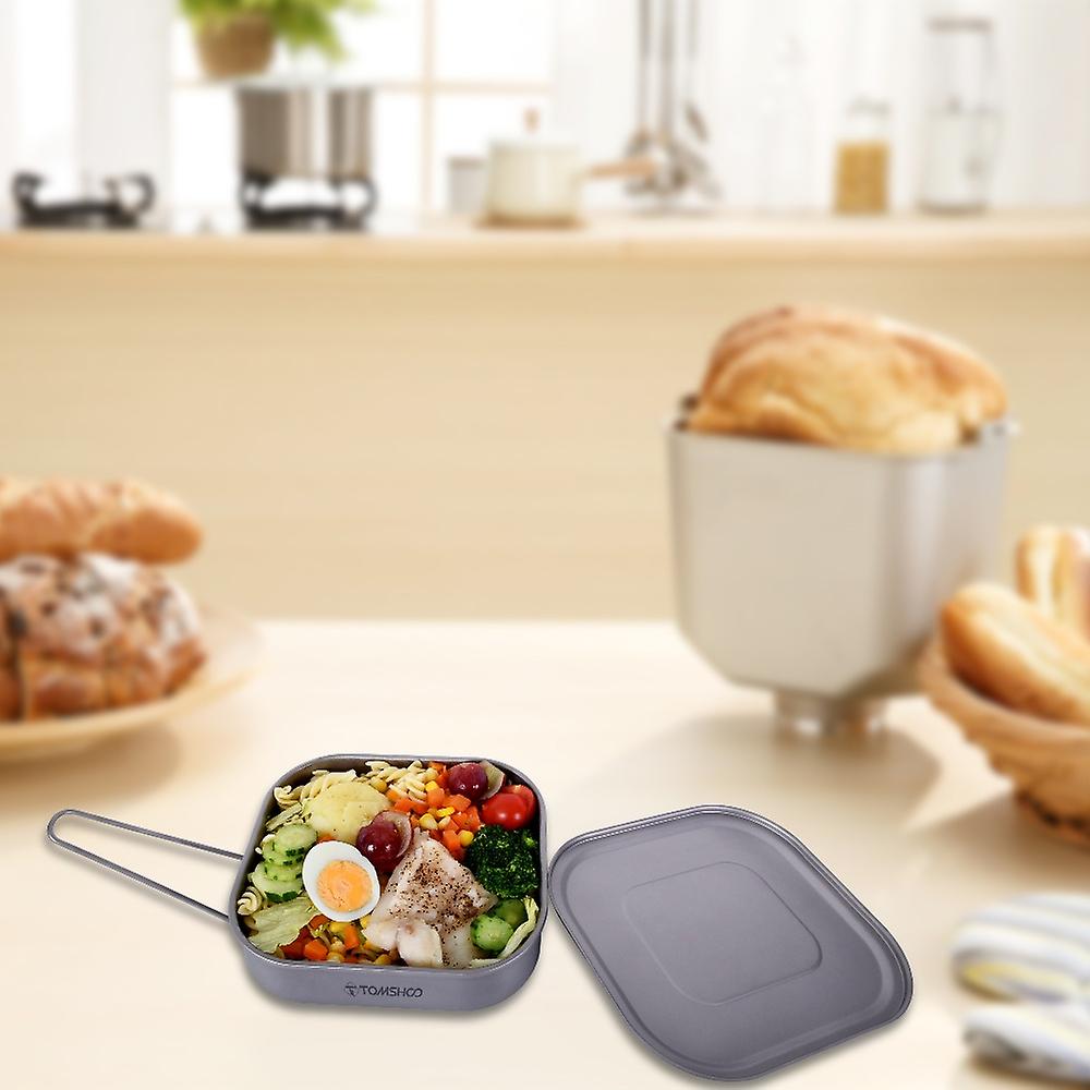 TOMSHOO Titanium Lunch Box Lightweight Camping Bento Box with Foldable ...