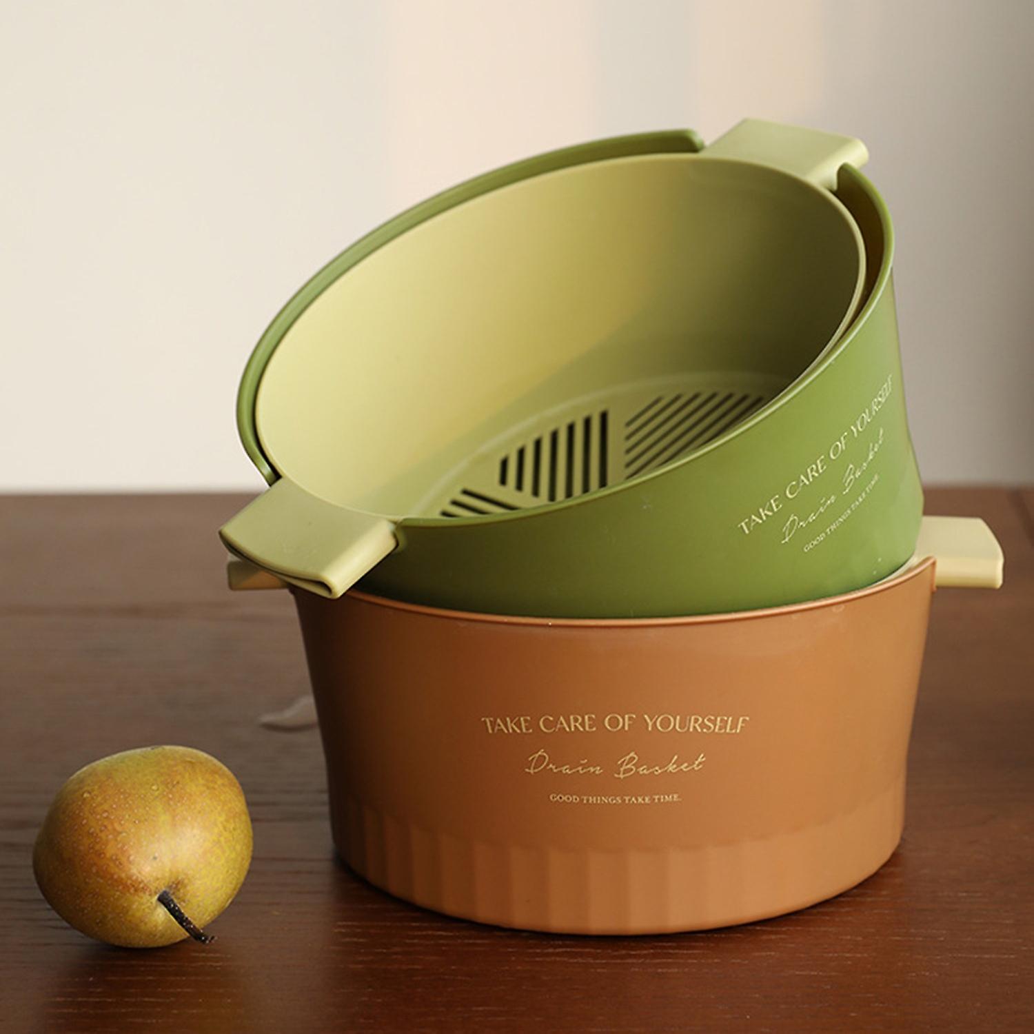 1Pc/1 Set Vegetable Colander Large Capacity Double Layer Both Sides ...