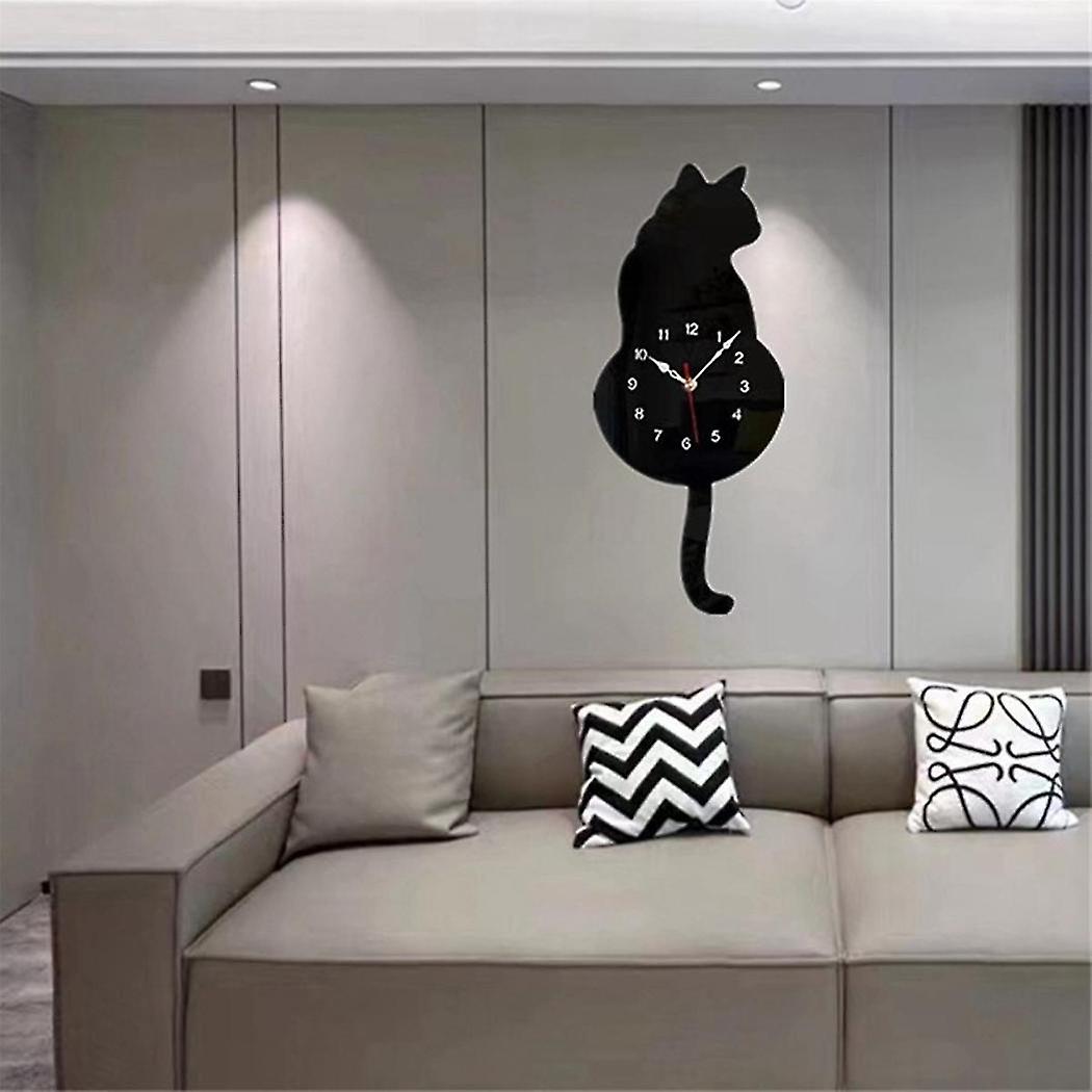 White-cat Pendulum Wall Clock,cat Clock,cat Clock With Moving Tail,cat ...