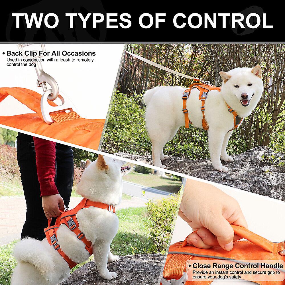 No Pull Dog Harness with Handle Reflective Adjustable Nylon Control ...