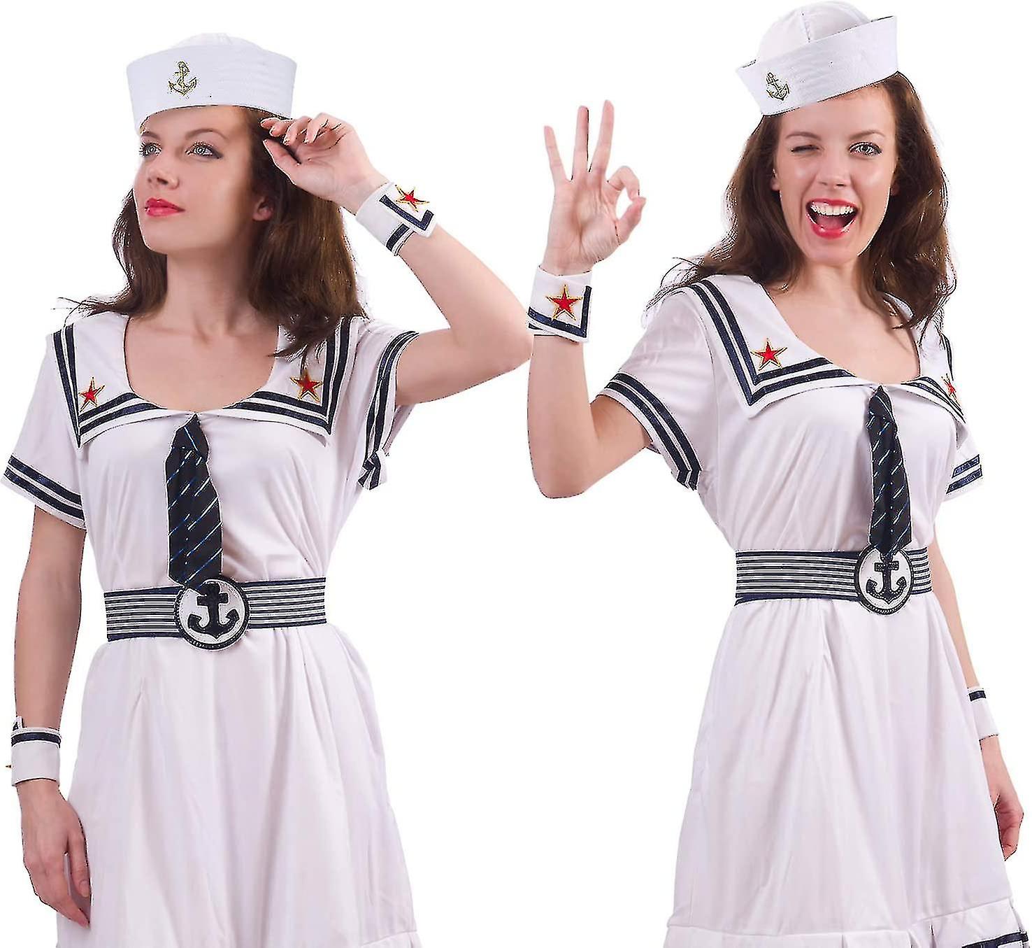 12 Pieces Halloween White Sailor Hat Captain Caps Yacht Nautical Hats ...