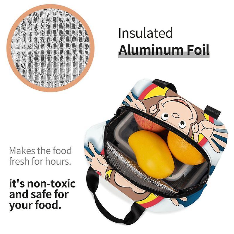 Curious George Insulated Lunch Bags For Outdoor Picnic Monkey Resuable ...