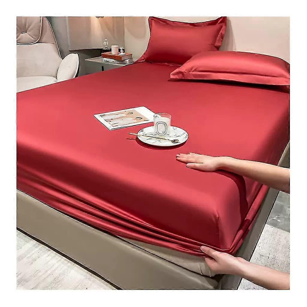 Gxfwjd Queen Satin Fitted Sheet Soft Wrinkle & Fade Resistant Sheet ...
