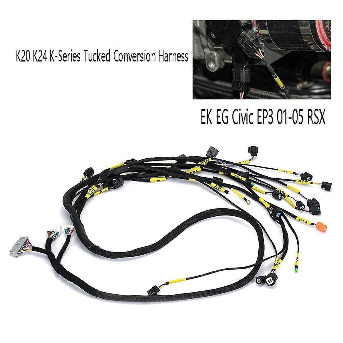 K20 K24 K-Series Tucked Conversion Harness Engine Harness for K-Swap CRX EK EG EP3 01-05 RSX ...