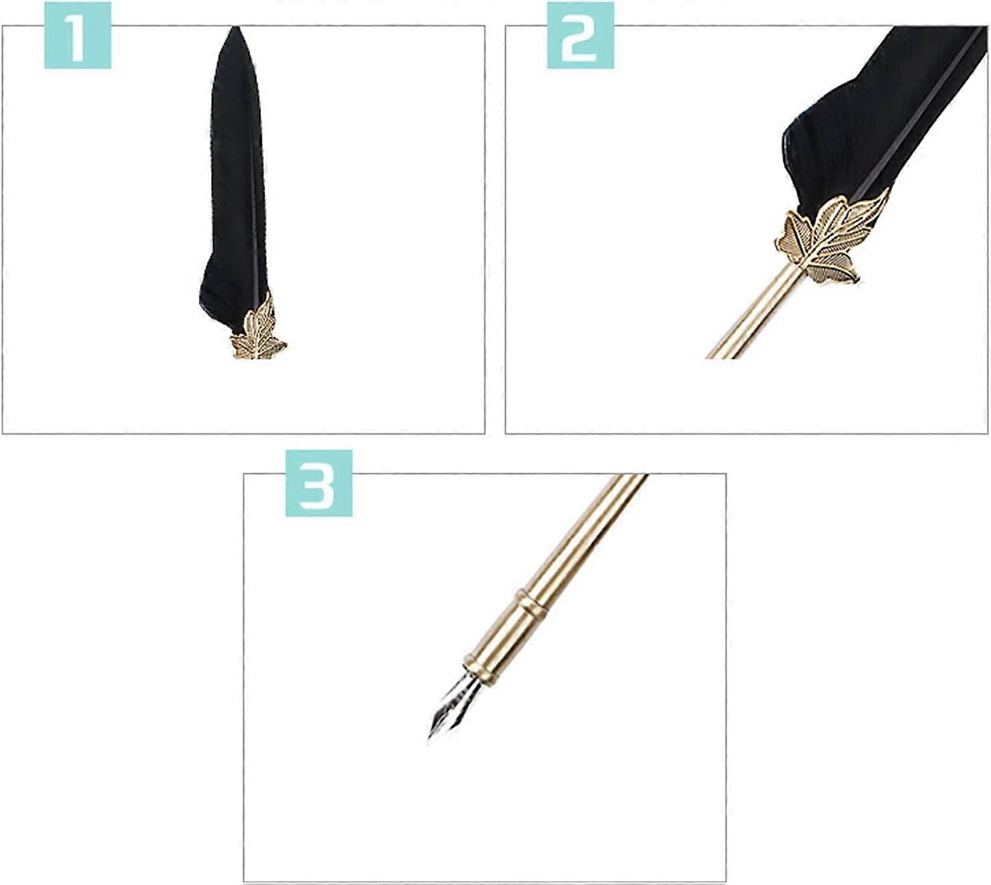 Quill Pen and Ink Set Quill Dip Pen with Replacement Nibs Calligraphy ...