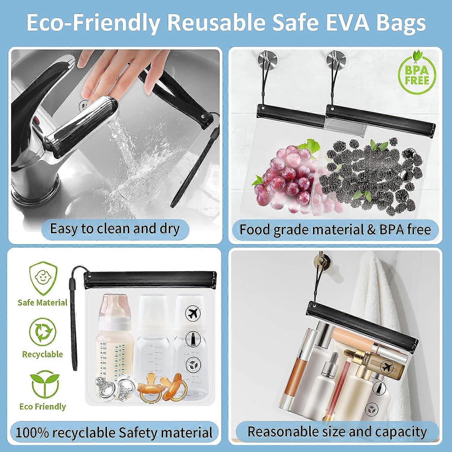 Airport Security Liquid Bag, Clear Travel toiletries bag with rope, 4 ...