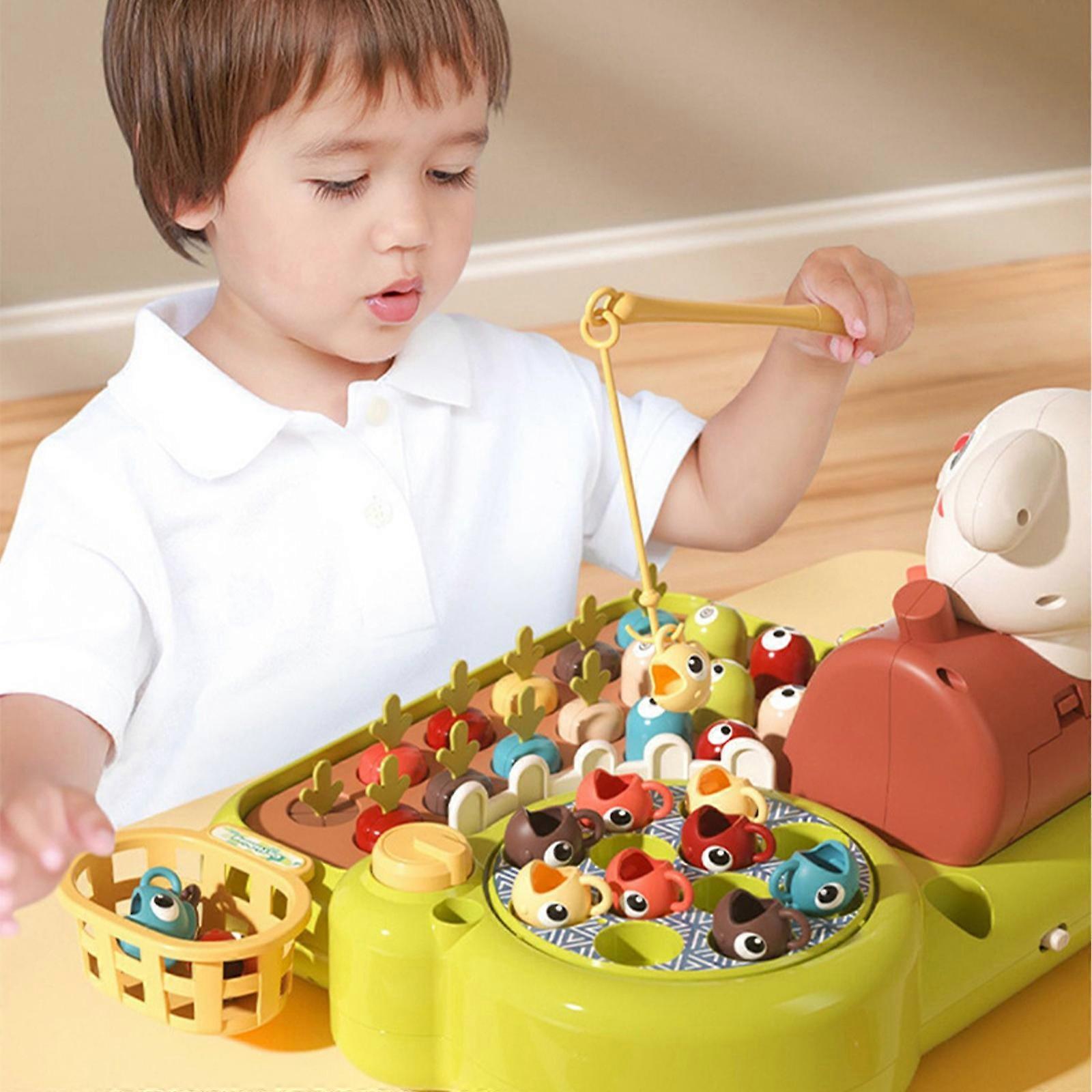 4 In 1 Children's Farm Simulation Toy With Fishing Carrot Pulling Whack ...