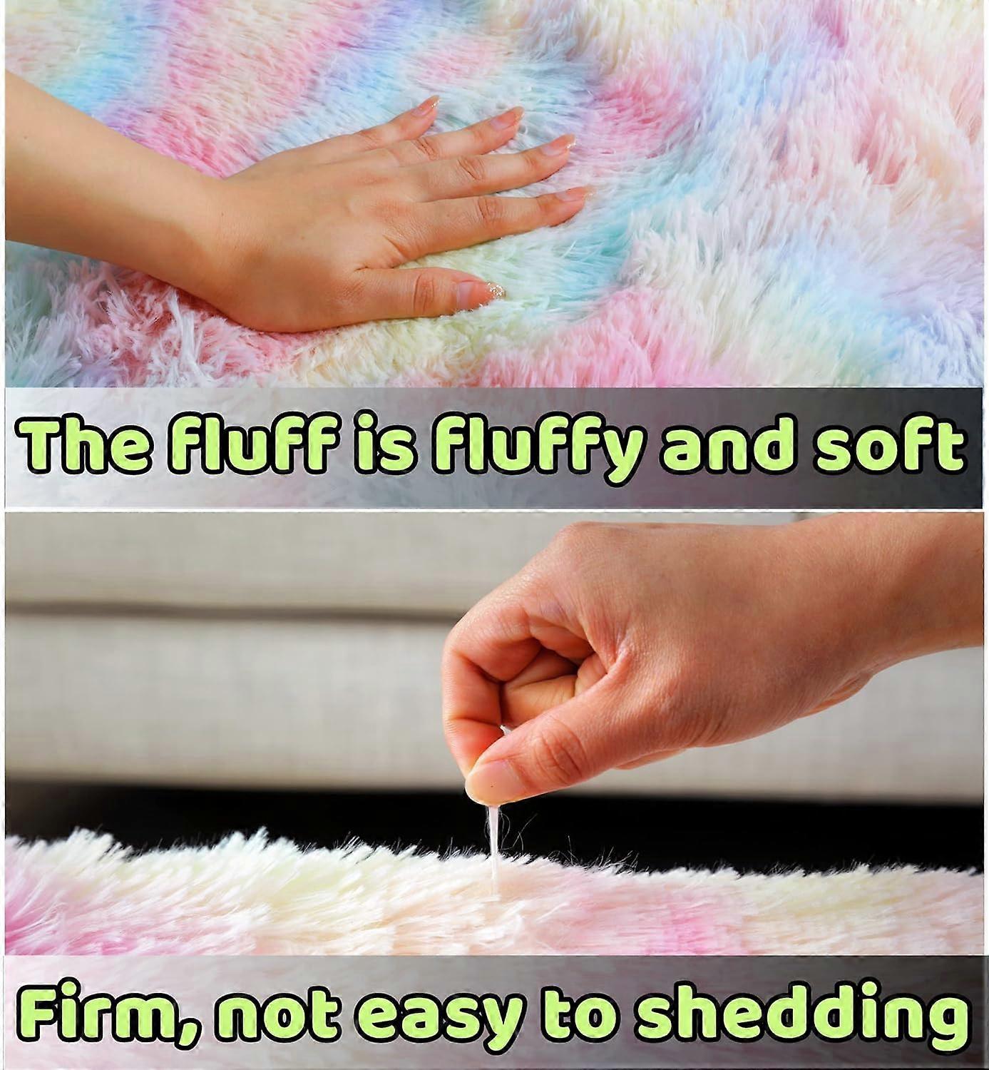 Fluffy Faux Fur Floor Rug Fluffy Gradient Rug Decorative Floor Mat for ...