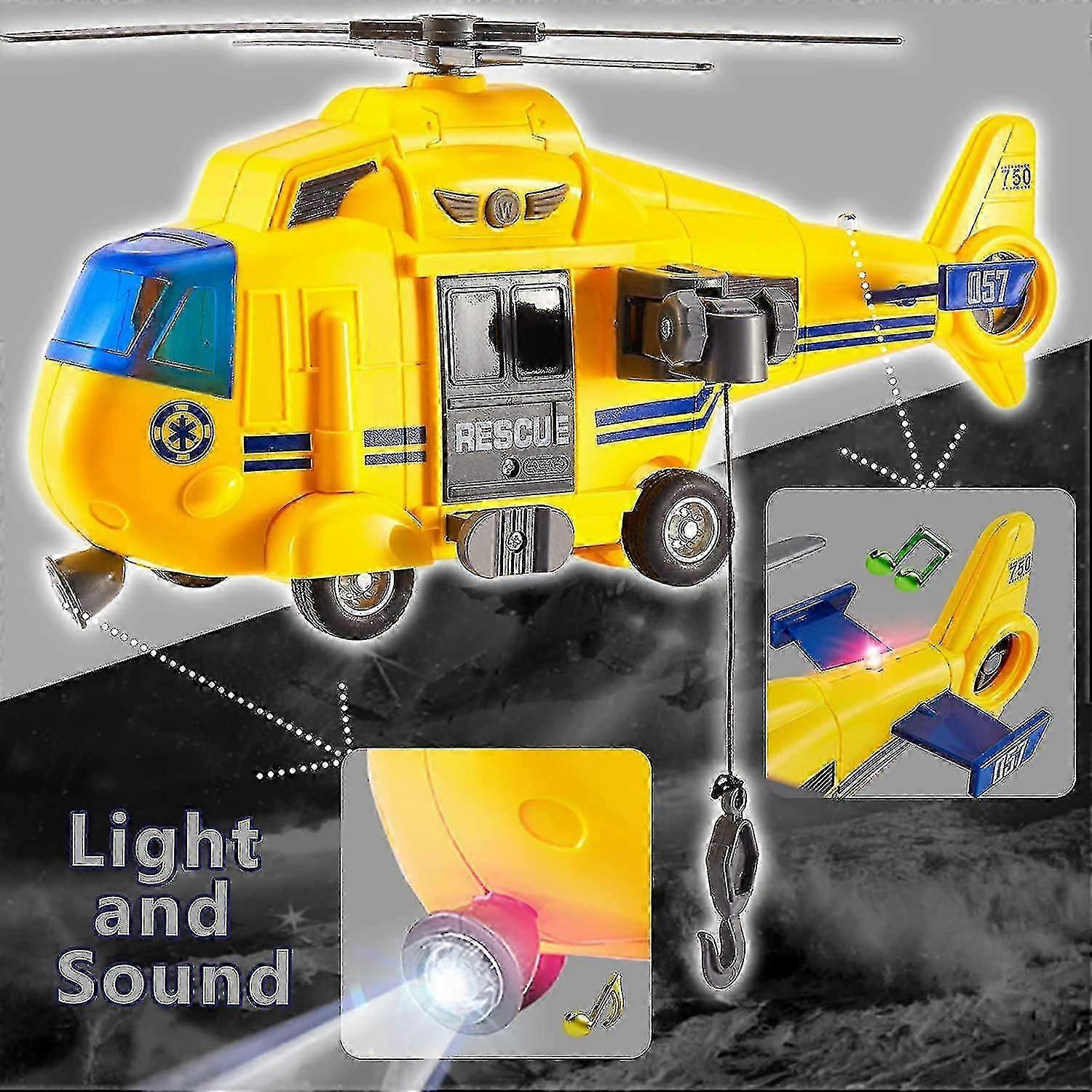 Rescue Helicopter Toy With Light And Sound Push And Go Cars Educational ...